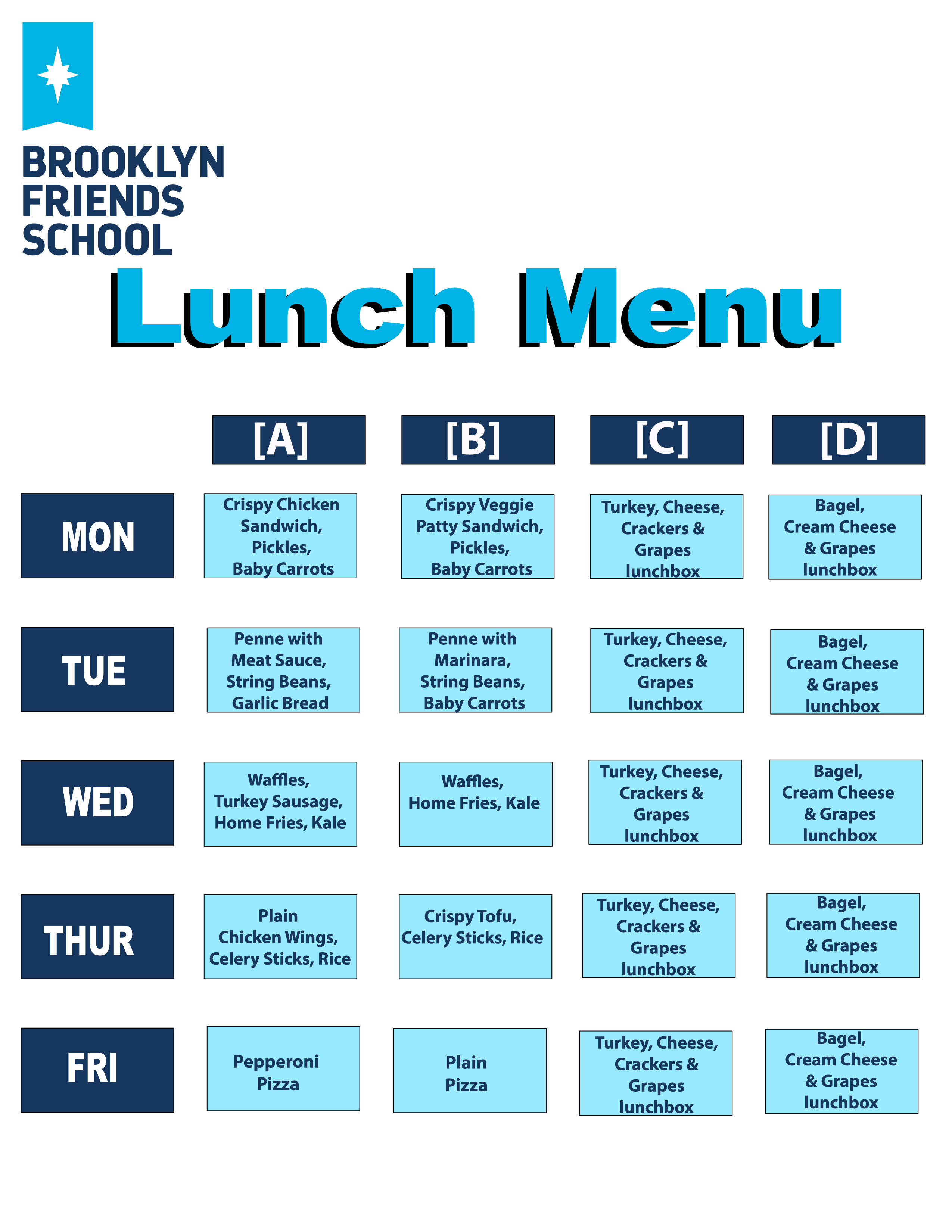 Lunch Menu and Order Form - Brooklyn Friends School
